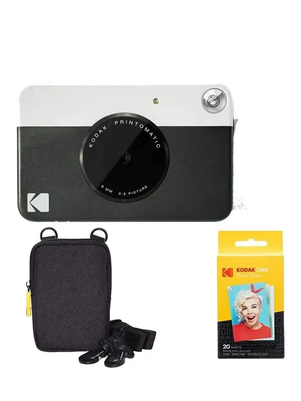 KODAK Printomatic Instant Camera Bundle With Zink Paper And Carrying Case - Black