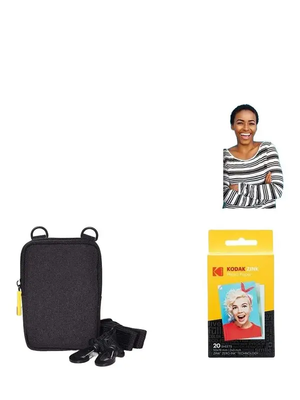 KODAK Printomatic Instant Camera Bundle With Zink Paper And Carrying Case - Grey