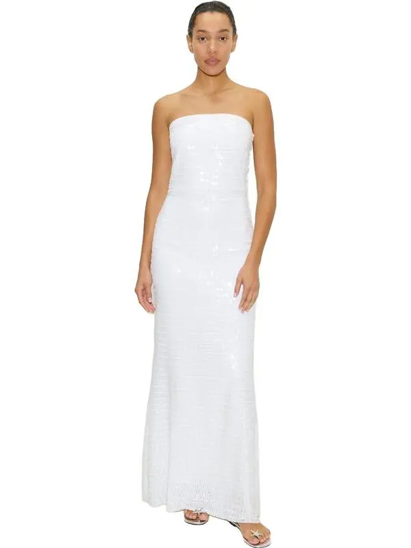 SIMONMILLER Strapless Floor-length Sequined Gown - Macadamia