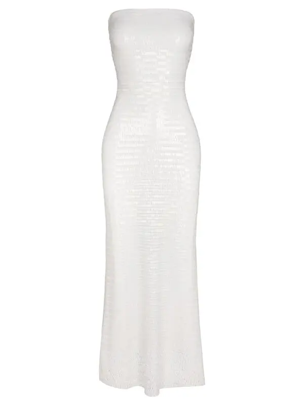SIMONMILLER Sculptural Sequin Strapless Gown - Macadamia