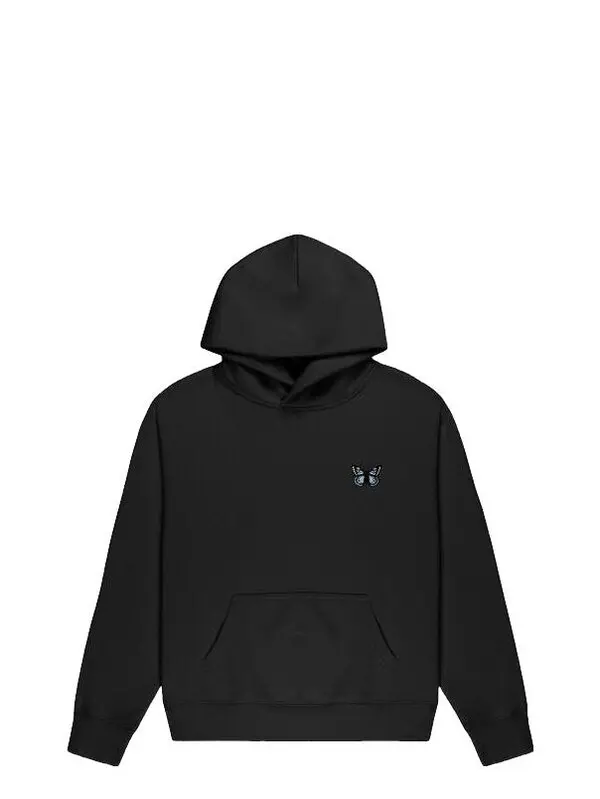 DALIX Butterfly Embroidered Relaxed Fleece Pullover Hoodie - Black