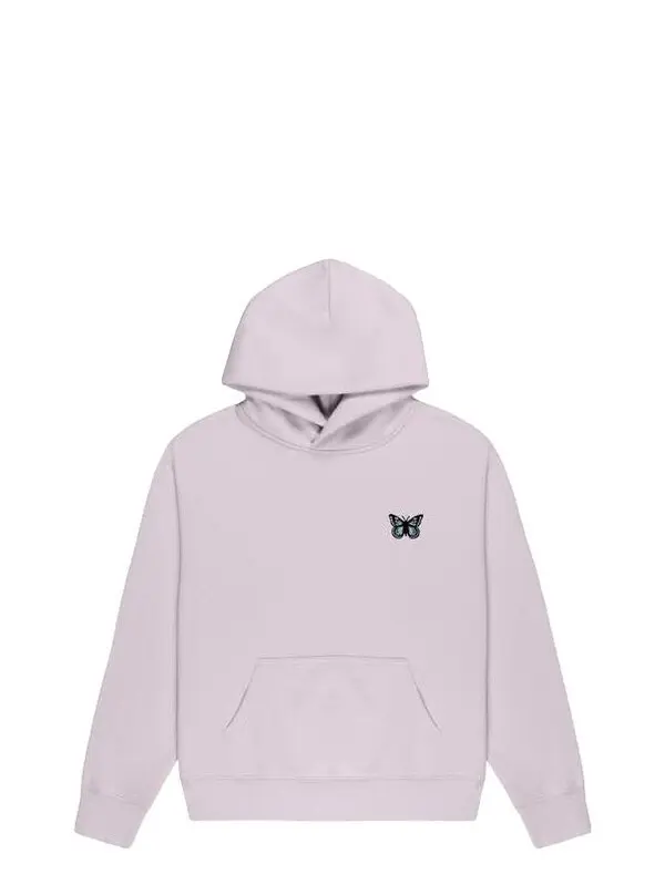DALIX Butterfly Embroidered Relaxed Fleece Pullover Hoodie - Orchid