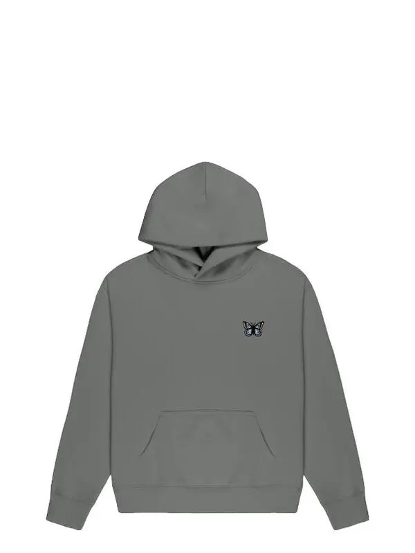DALIX Butterfly Embroidered Relaxed Fleece Pullover Hoodie - Shadow