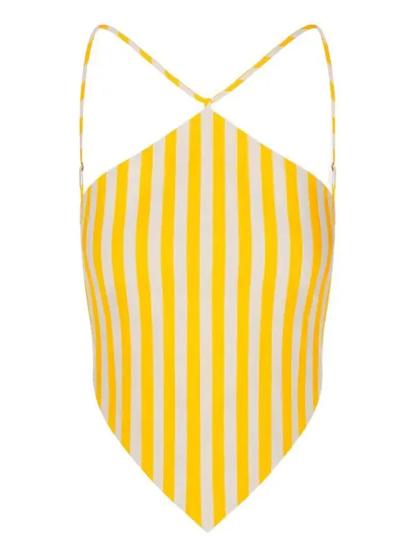 SIMONMILLER Kit Poplin Tie Top - Sungold/ecru Stripe