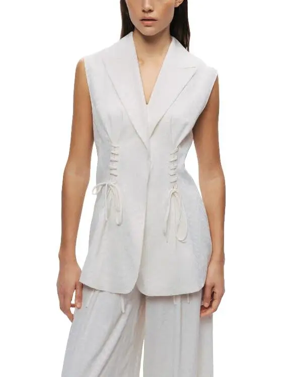 NOCTURNE Lace-up Waist Tailored Vest - Ivory