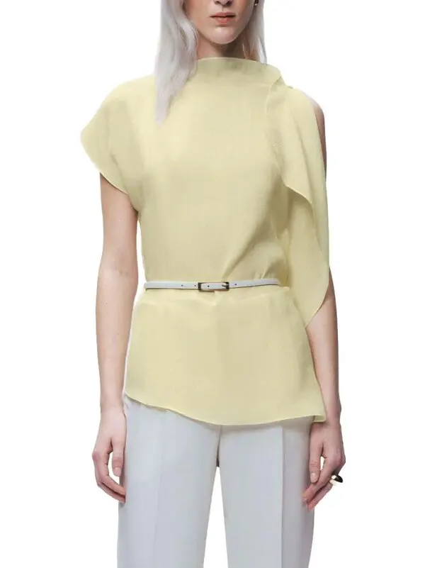 NOCTURNE Sleeveless Woven Blouse In Tencel - Yellow