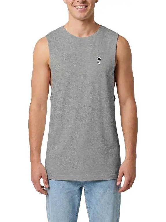 DALIX Astronaut Embroidered Lightweight Jersey Tank - Athletic Heather