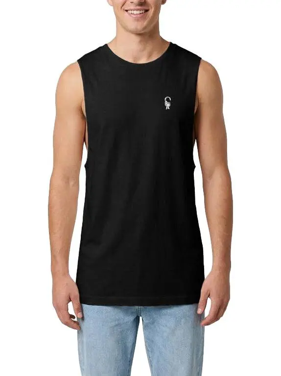 DALIX Astronaut Embroidered Lightweight Jersey Tank - Black