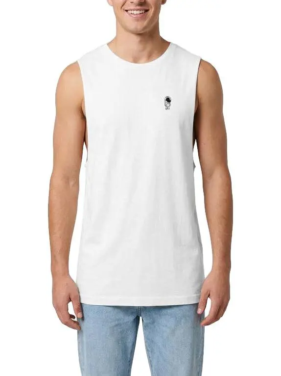 DALIX Astronaut Embroidered Lightweight Jersey Tank - White