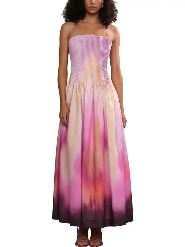 AMUR Grecia Pleated Ankle-length Dress - Flora In Focus