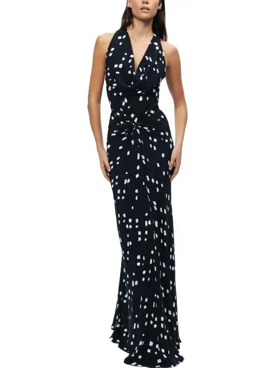 NOCTURNE Halter Neck Printed Maxi Dress - Multi-colored