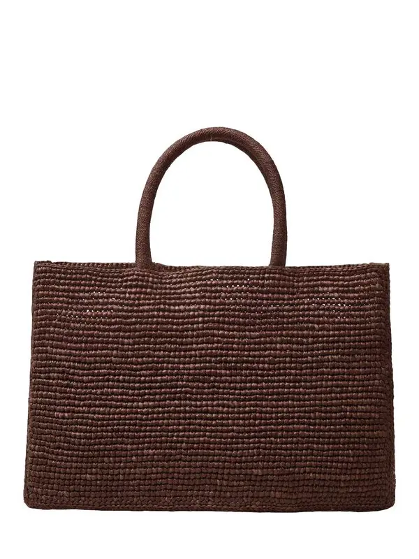 Lié Studio Small Woven Raffia Tote - Chestnut Brown