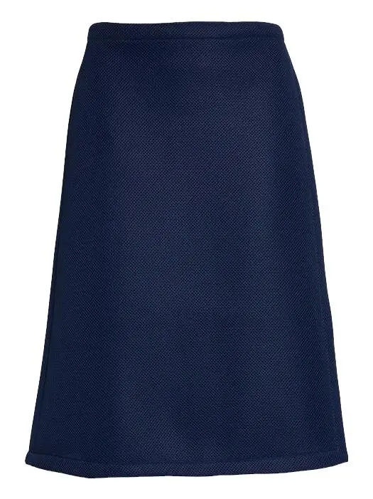 COMING OF AGE Mesh Spacer Knit Wrap Skirt - Navy Mesh