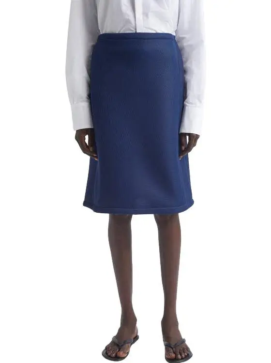 COMING OF AGE Mesh Spacer Knit Wrap Skirt - Navy Mesh