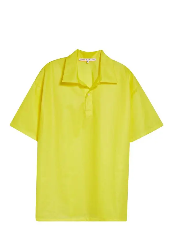 COMING OF AGE Oversize Cotton Polo Top - Sunshine Cotton