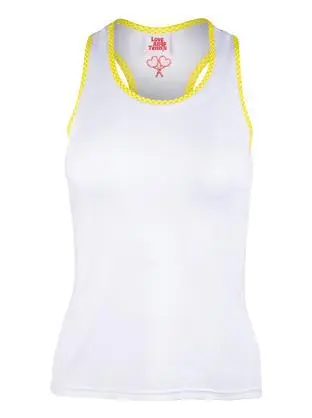 LOVE ALL TENNIS Doris Racerback Tank With Gingham Trim - Yellow Gingham