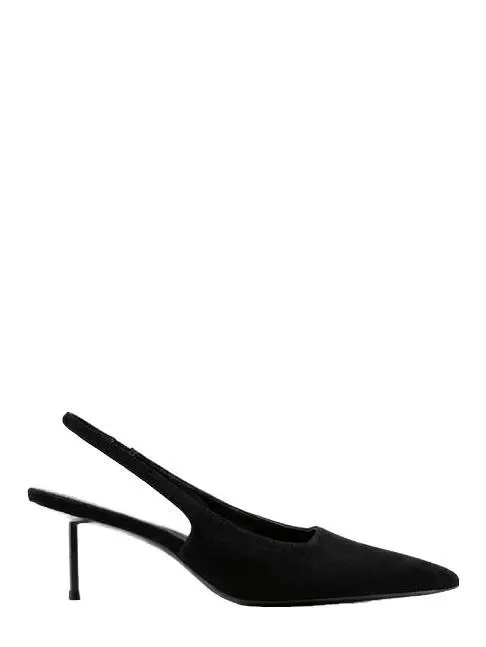 FEMME G55 Suede Slingback Kitten Heel Pumps - Black