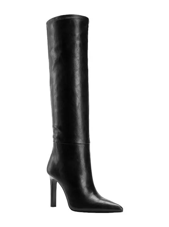 Femme La The Soho Pointed Toe Knee High Boot - Black