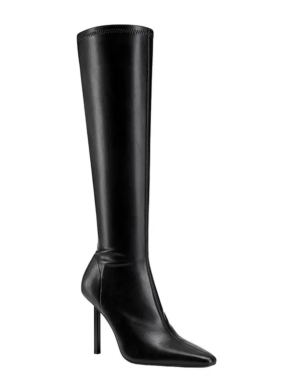 Femme La Whistler Pointed Toe Stiletto Knee-high Boots - Black