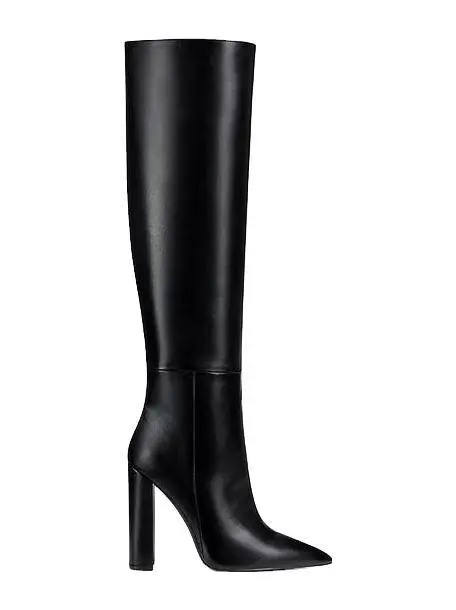 FEMME Paris Knee-high Zip Up Pointed Toe High Heel Boots - Black
