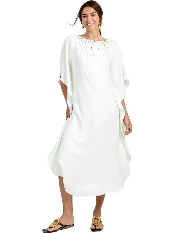 Trina Turk Neena Embellished Caftan Dress - Whitewash