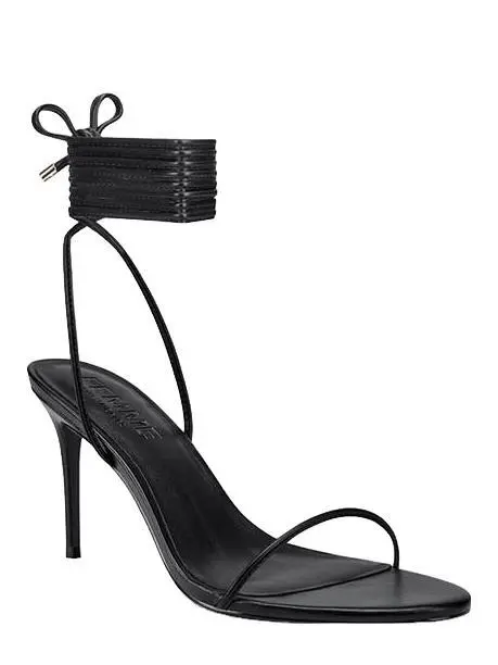Femme La Barely There Ankle Wrap Stiletto Sandals - Black