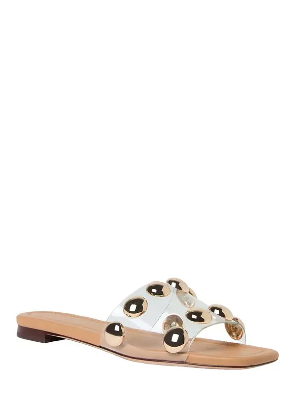 LOEFFLER RANDALL Hayes Studded Leather Slides - Clear/dune/champagne