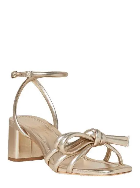 LOEFFLER RANDALL Metallic Ankle Strap Block Heel Sandal - Champagne