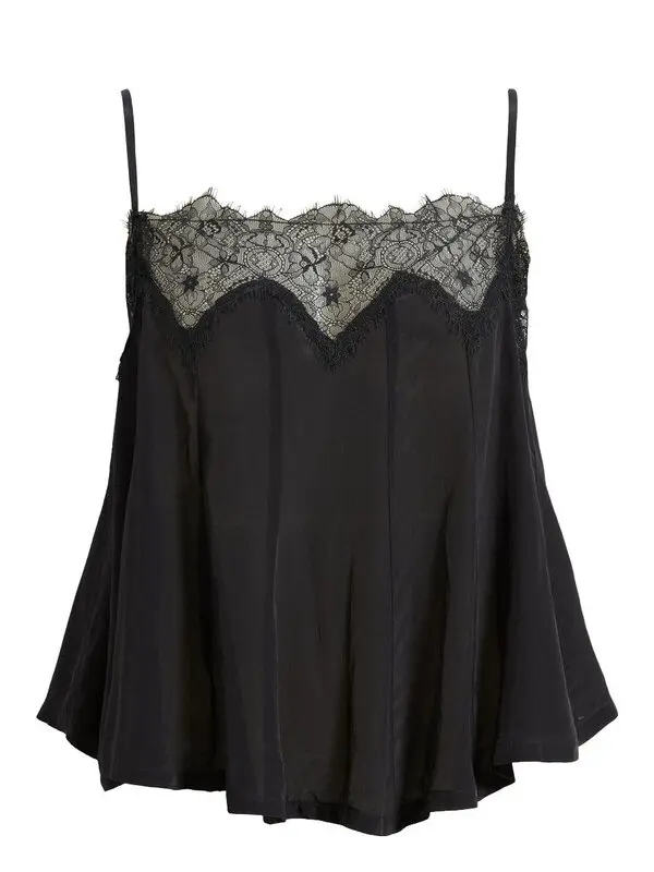 Free People Eyelash Lace Satin Camisole - Black
