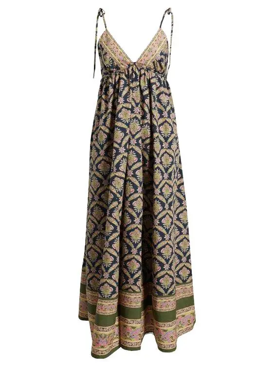 Free People Sorrento Stroll Printed Maxi Dress - Blueberry Combo