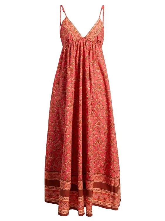 Free People Sorrento Stroll Printed Maxi Dress - Tart Berry Combo
