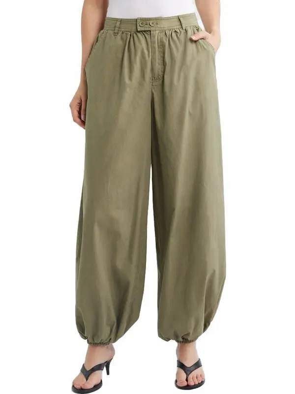 Topshop Ripstop Cotton Balloon Pants - Khaki