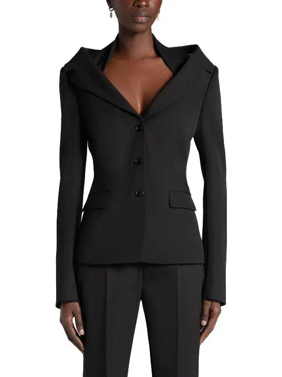 Alexander McQueen Off The Shoulder Wool Grain De Poudre Harness Jacket - Black