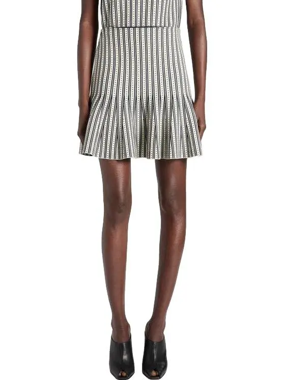 Alexander McQueen Jacquard Stripe Knit Miniskirt - Ivory/navy