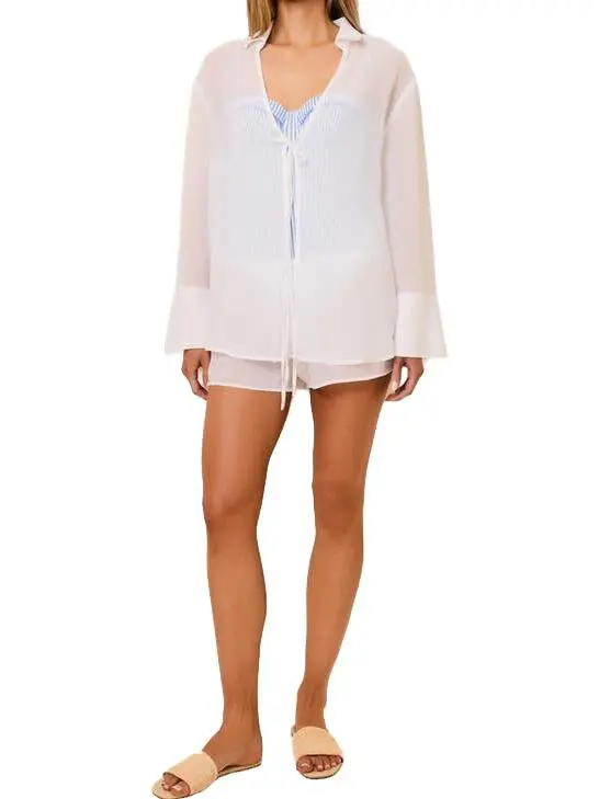 Solid & Striped Jaclyn Sheer Long Sleeve Tunic - Optic White