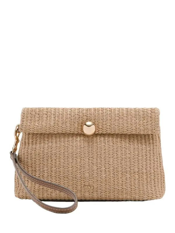Mango Woven Flap Wristlet - Beige