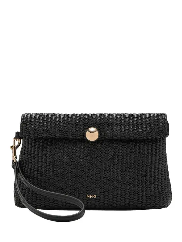 Mango Woven Flap Wristlet - Black