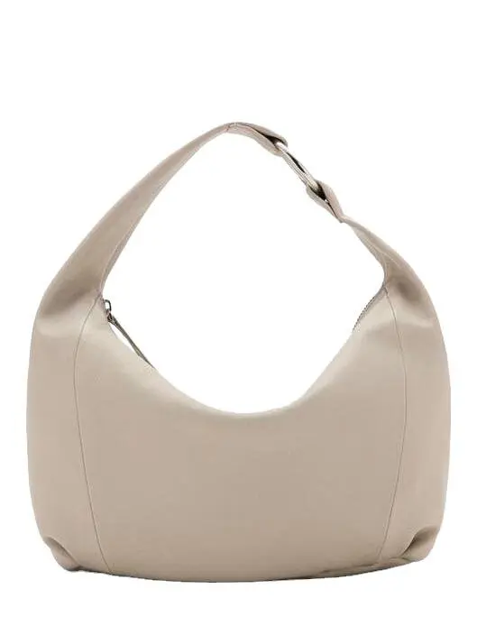 Mango Leather Shoulder Bag With Circular Hardware - Ecru