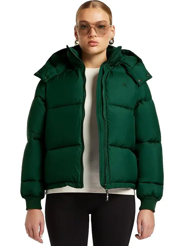 4TH ARQ Hudson Long Sleeve Hooded Puffer Coat - Forest Green