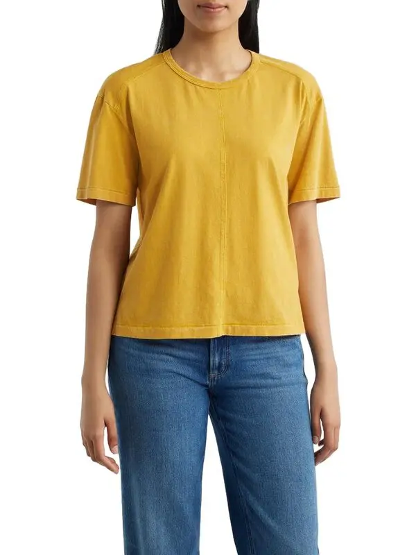 CITY BLUES Acid Wash T-shirt - Mustard