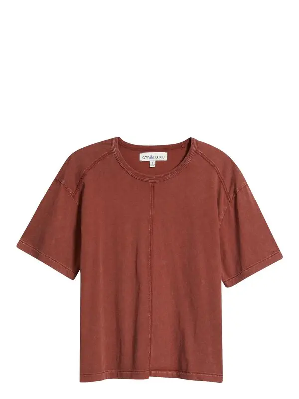 CITY BLUES Acid Wash T-shirt - Paprika