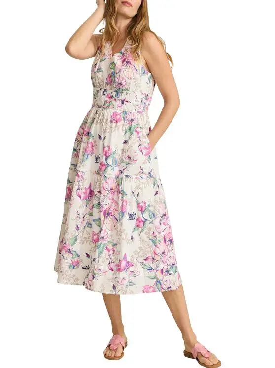 Tommy Bahama Floral Gardens Sleeveless Midi Dress - White