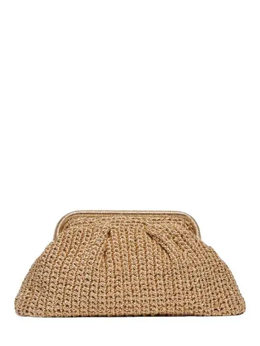 Dolce Vita Woven Frame Clutch - Gold