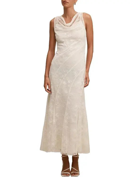 EVER NEW Jenna Paneled Lace Midi Dress - Ecru