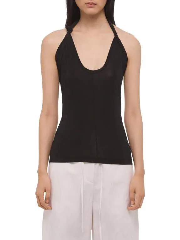 Helmut Lang Twist Dancer Top In Stretch Jersey - Black