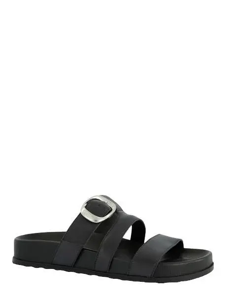 Paul Green Diego Platform Slide Sandal - Black Soft Leather