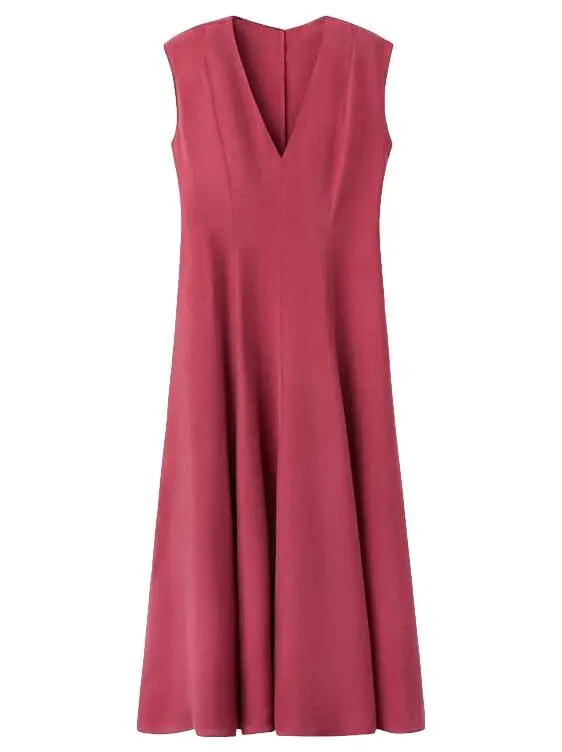 Mango Sleeveless V-neck Midi Dress - Burnt Orange