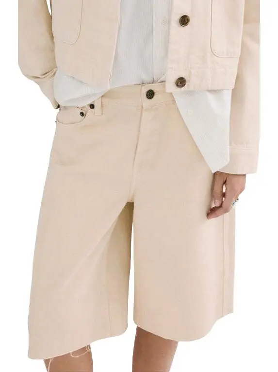 Mango Denim Bermuda Shorts - Vanilla