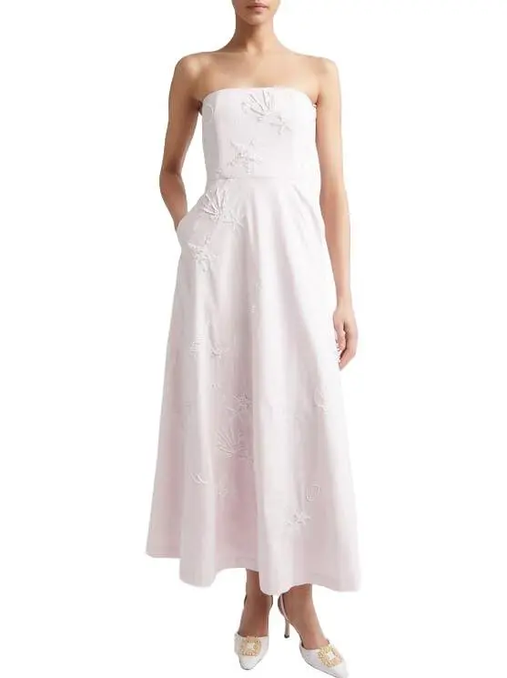 Bernadette Odette Embroidered Strapless Cotton Gown - Ivory Shell Broderie