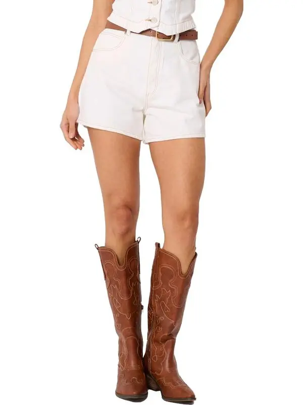 Abrand Denim Venice High Waist Denim Shorts - Porcelian